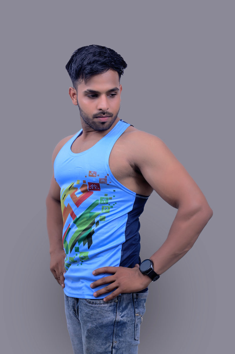 Khelo India Sky Blue Sando Vest – Veer Vastra